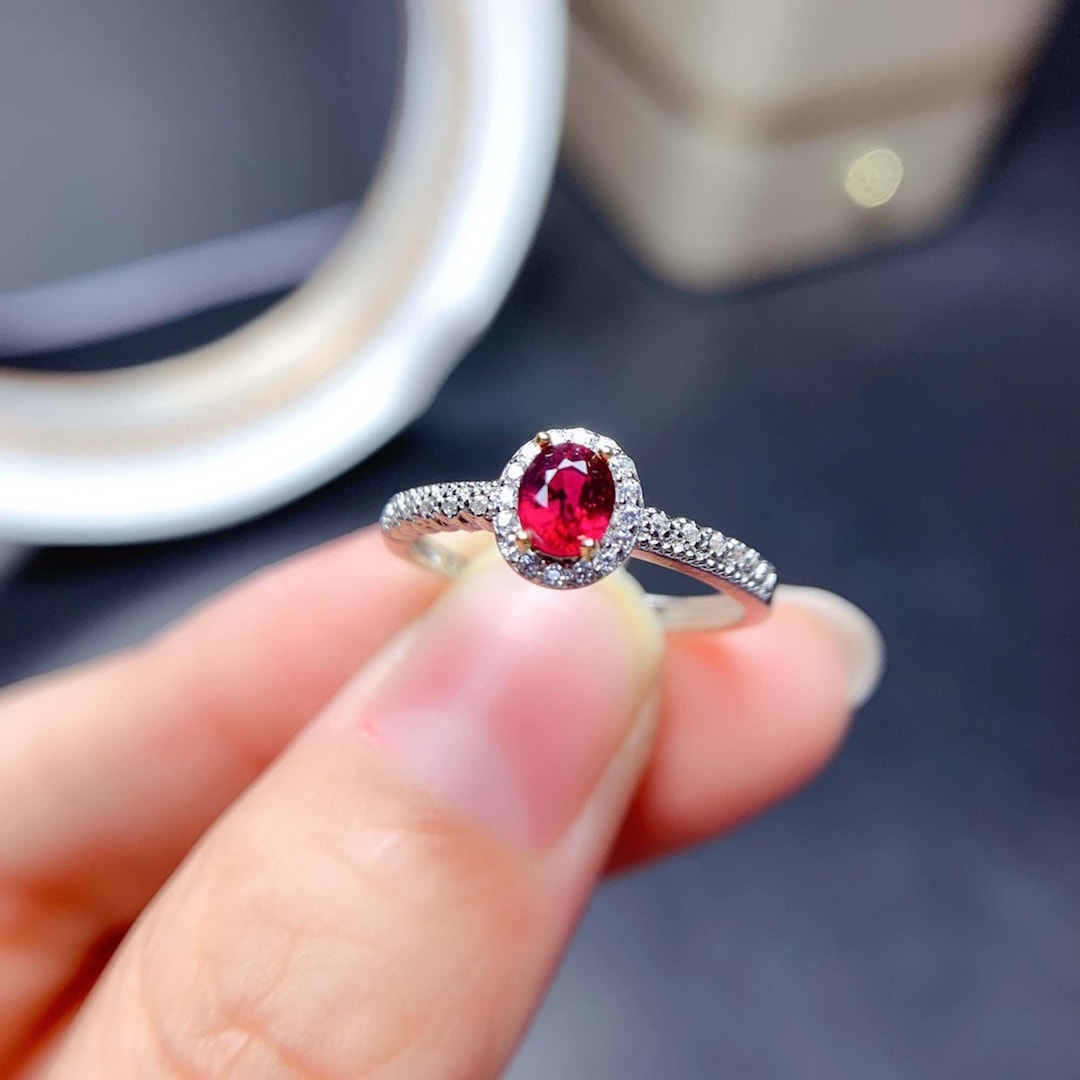 Natural Ruby Ring, Handmade Oval Ruby Ring, Sterling Silver Ring, 4*5mm ...