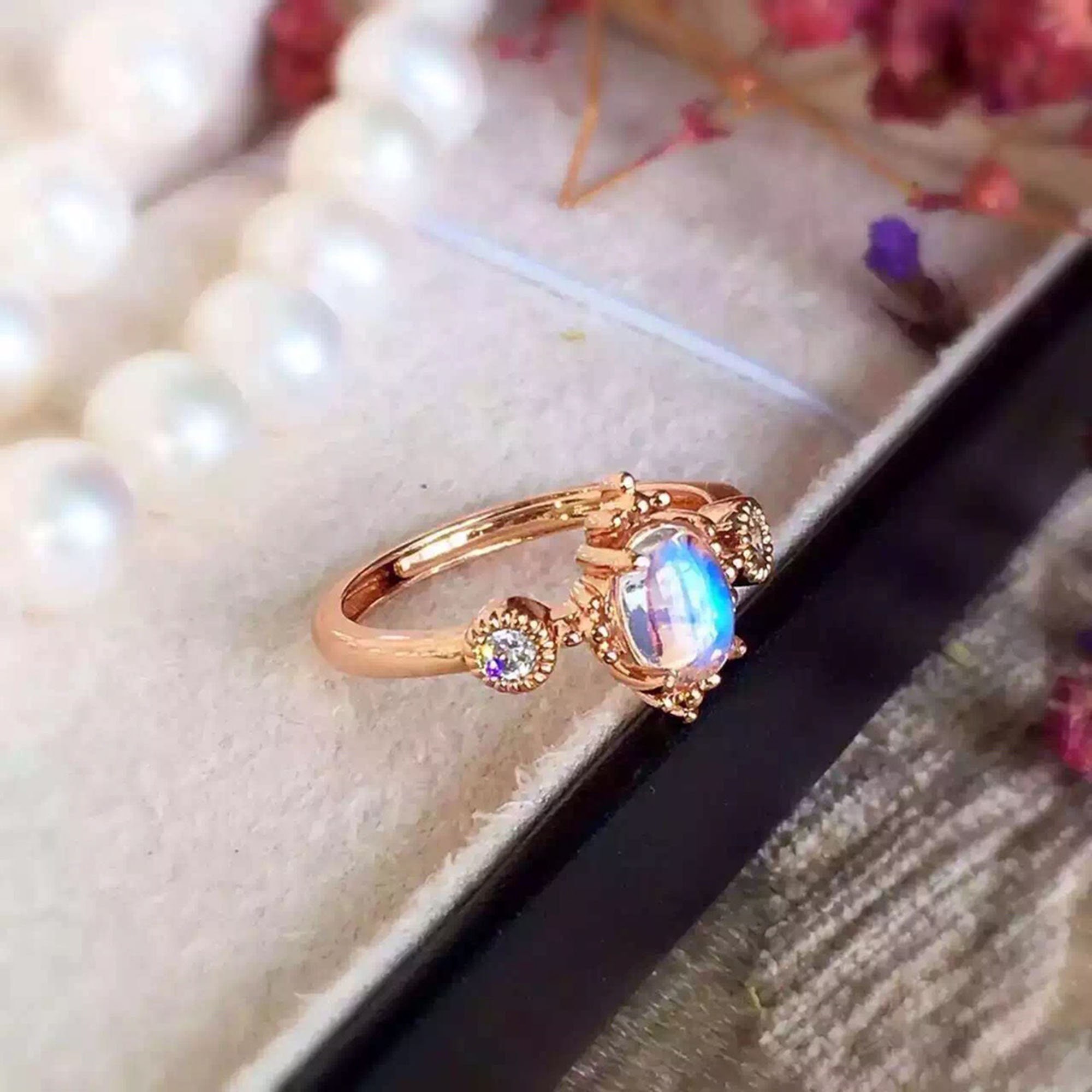 Genuine Moonstone Ring Natural Raw Gemstone Ring | Etsy