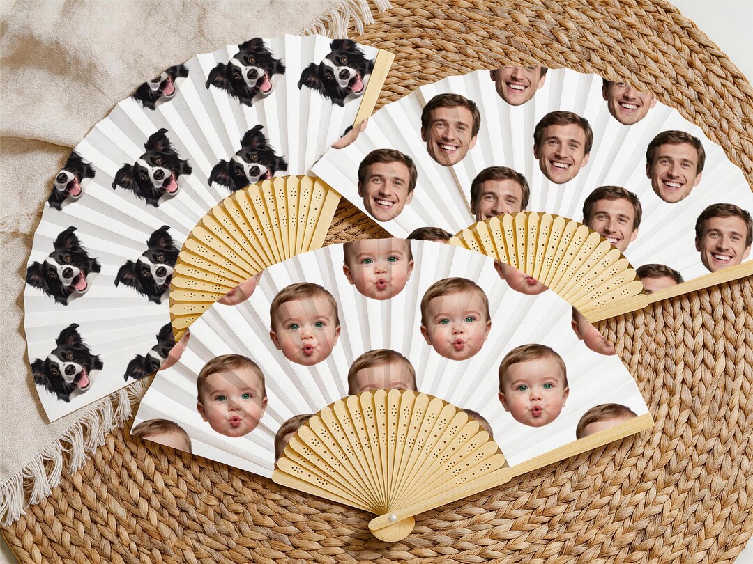 Handheld Paper Fans With Custom Face, Personalized Photo Funny Party ...