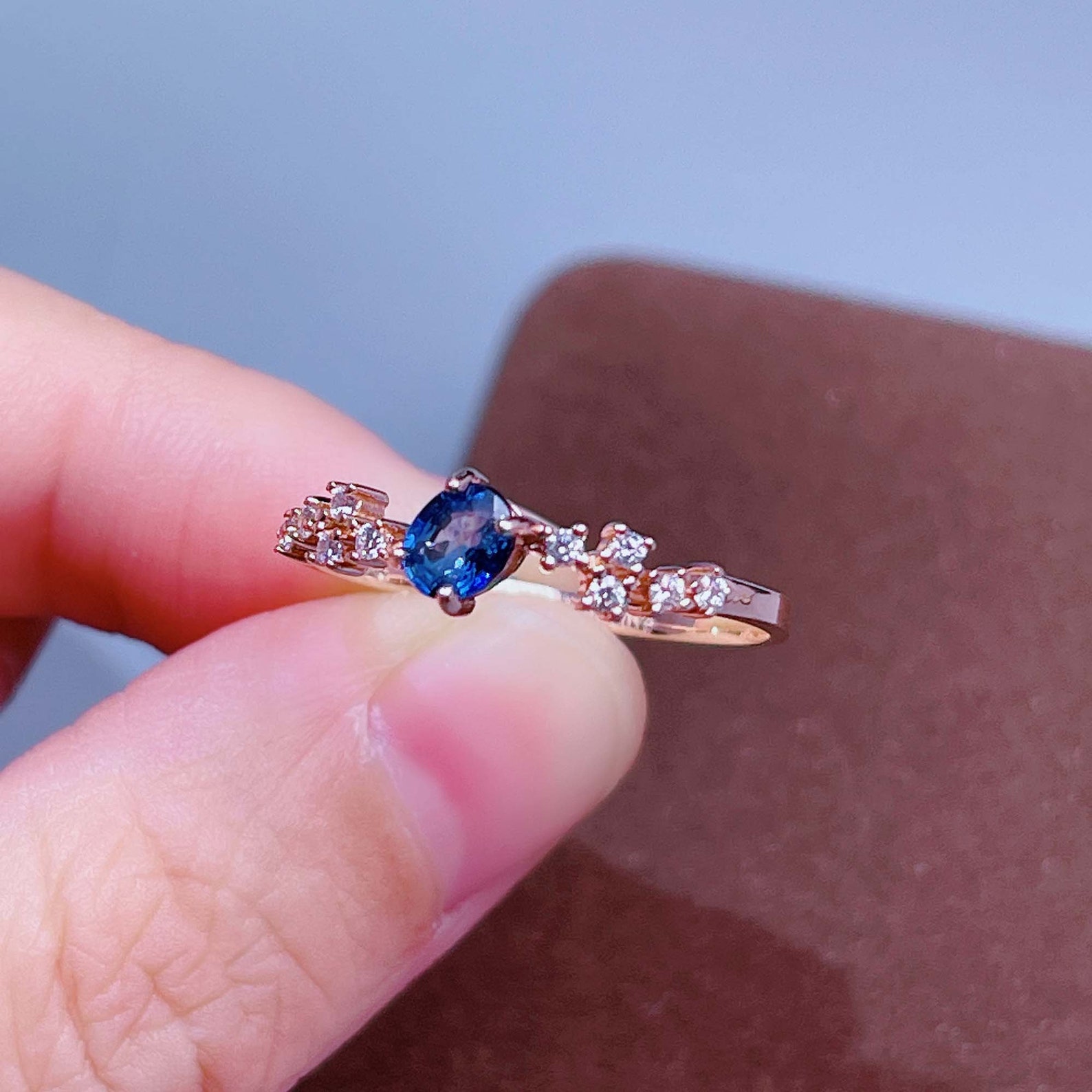 Anillo de zafiro real anillo de piedra preciosa azul | Etsy España