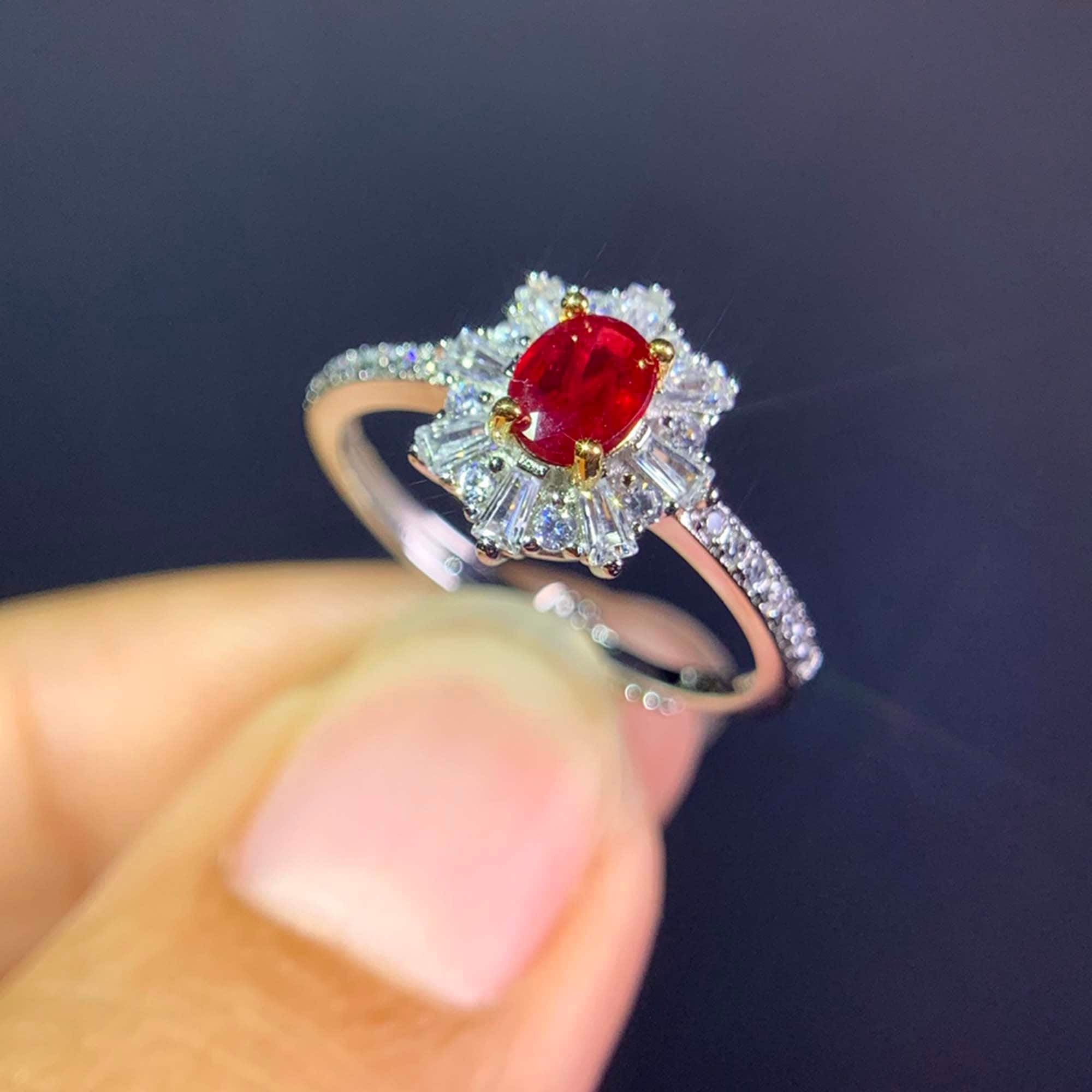 Natural Ruby Rings Genuine Red Gemstone Rings CZ Diamond | Etsy Natural Ruby Rings Genuine Red Gemstone Rings CZ Diamond | Etsy