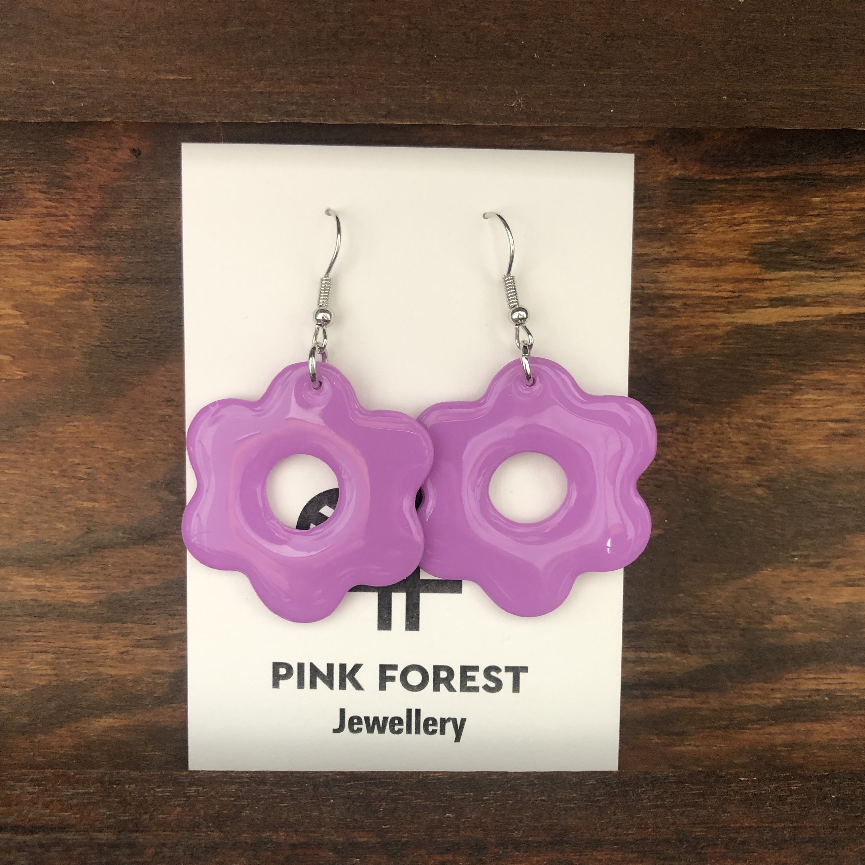 Mωβ σκουλαρίκια λουλούδι / Purple Flower Earrings - Etsy