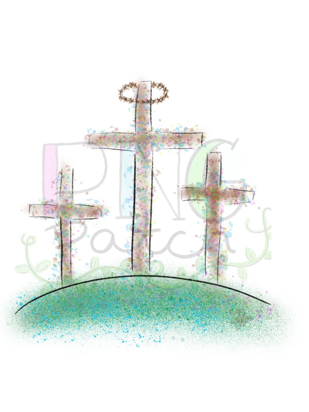 Pastel Crosses for Easter, PNG Digital Design, Easter Sublimation ...