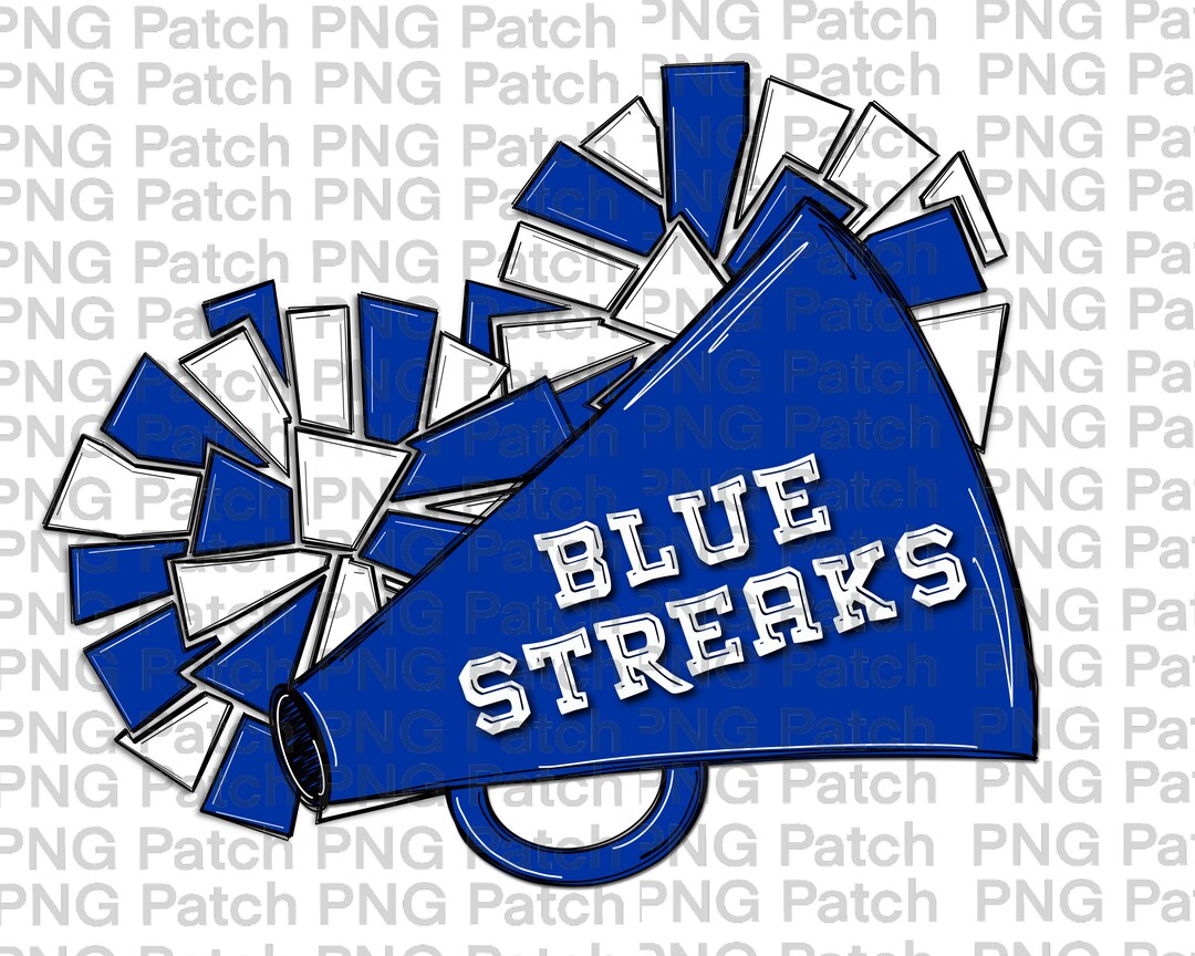 Custom Blue Streaks Royal and White Cheerleader Megaphone and Pom Poms ...