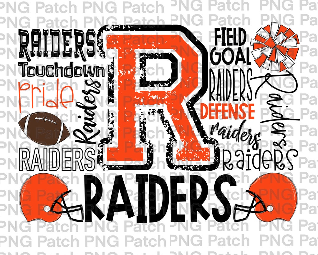 Raiders Football Typography, Orange Black, Mascot PNG File, Team ...