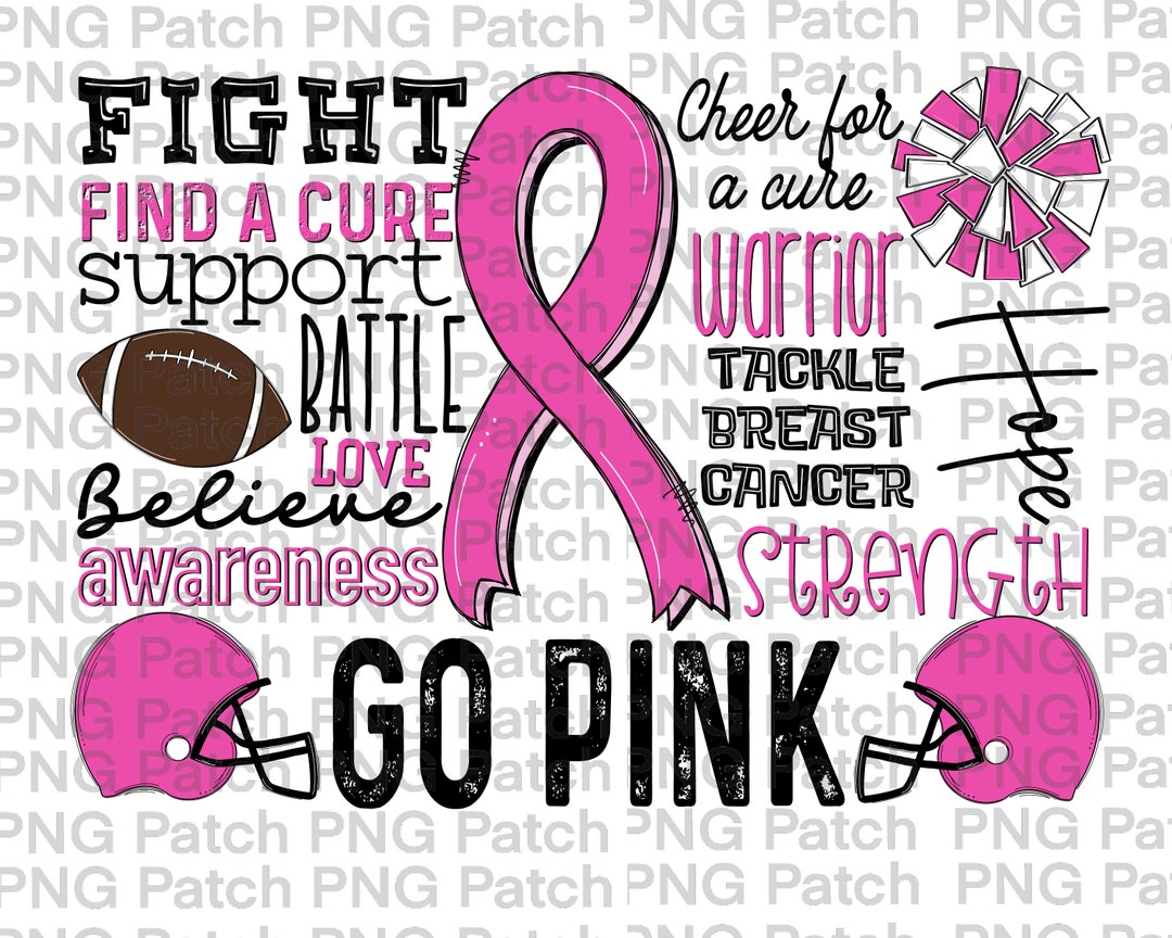 Go Pink, Breast Cancer Awareness Football Typography, Cancer Digital ...