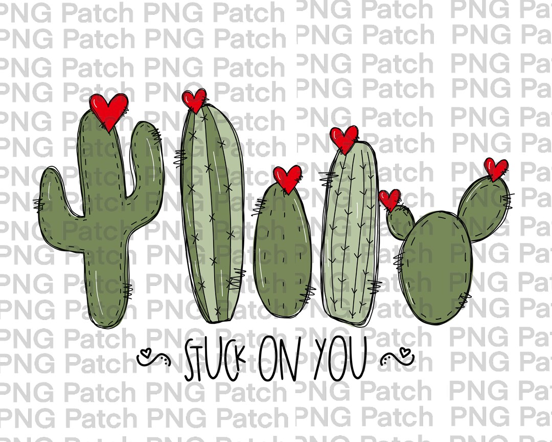Valentine's Day Cactuses Sublimation Design | Stuck on You Printable ...