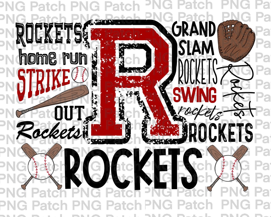 Rockets Baseball Typography, Red and Black, Mascot PNG File, Team ...