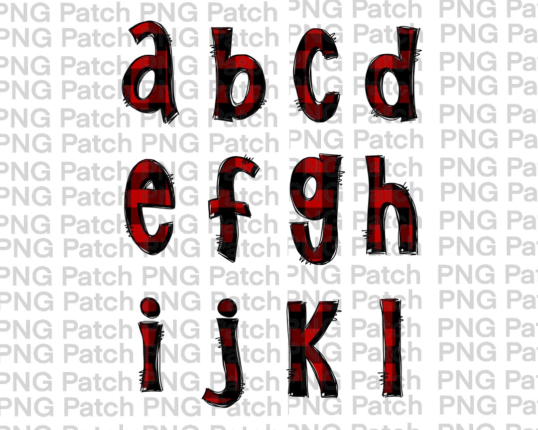 All Lower Case Red Buffalo Plaid Alpha Pack, Alphabet Pack PNG File ...