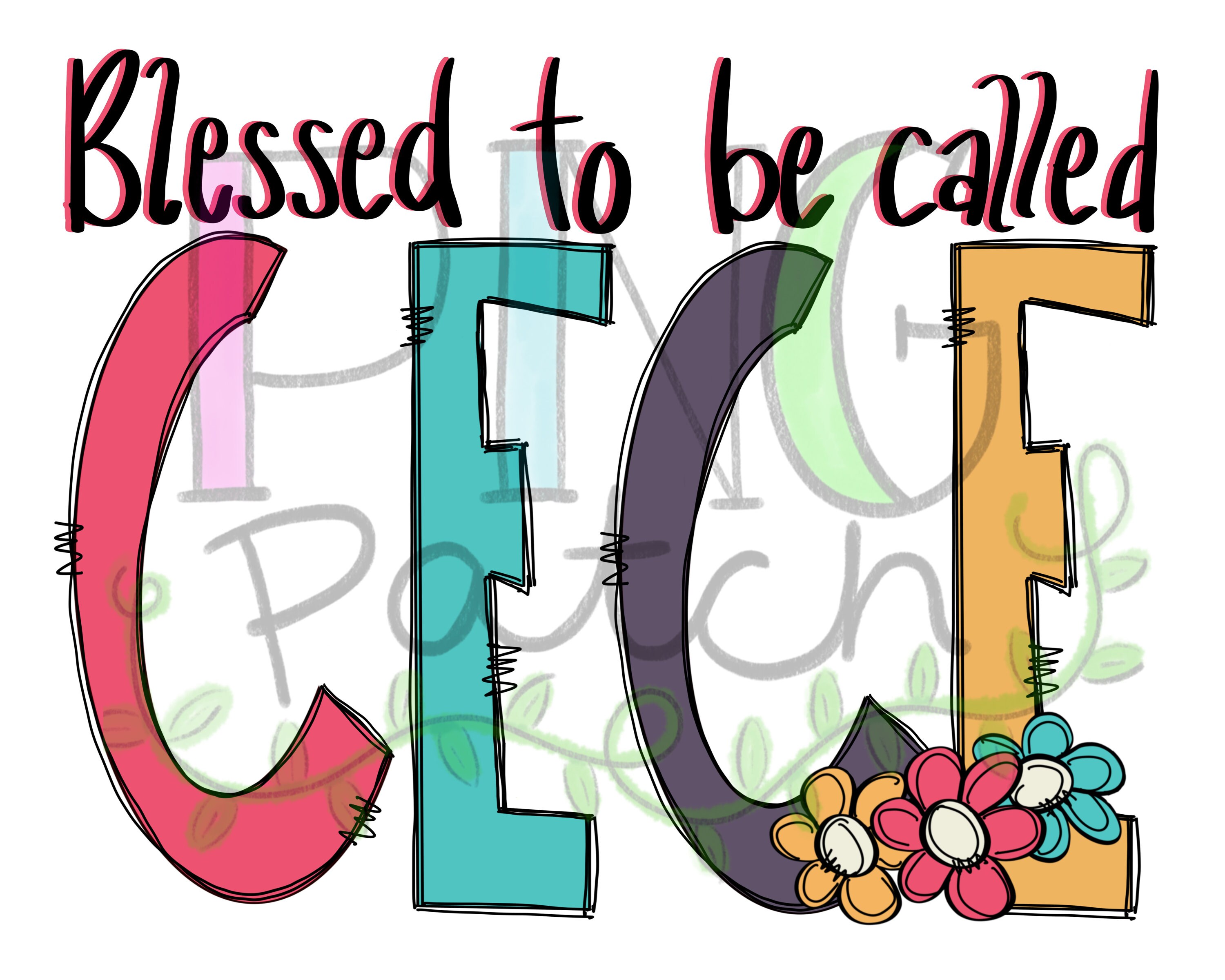 Craft Supplies & Tools Hand Drawn Blessed Cece Sublimation Design Cece ...