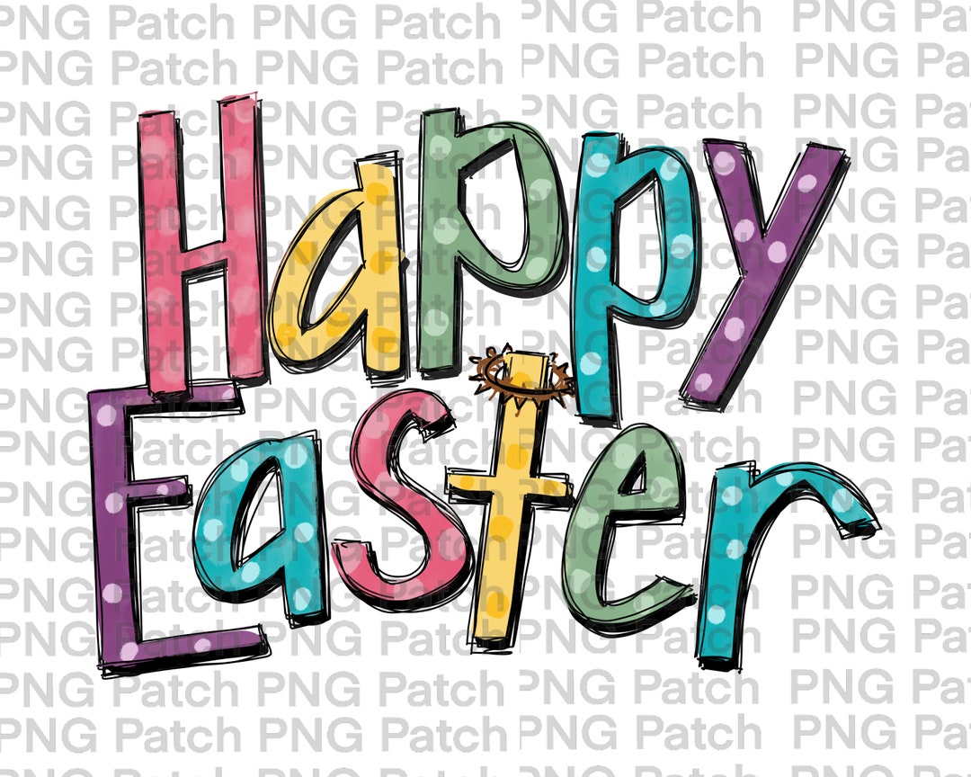 Happy Easter Pastel Lettering, PNG Digital Design, Easter PNG ...