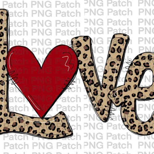 Leopard Print Love Sublimation Design Printable PNG | Etsy