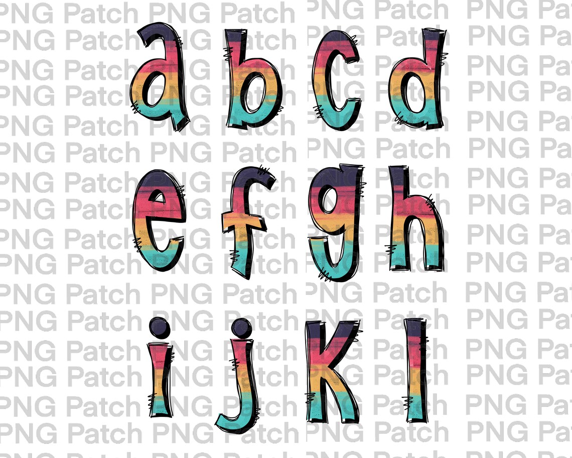 All Lower Case Colorful Summer Alpha Pack Alphabet Pack PNG | Etsy