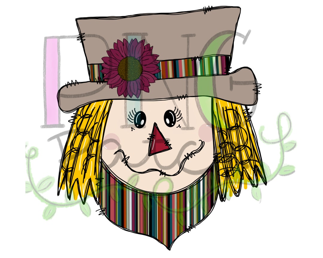 Girl Scarecrow With Serape Print, Fall PNG Digital Design, Scarecrow ...