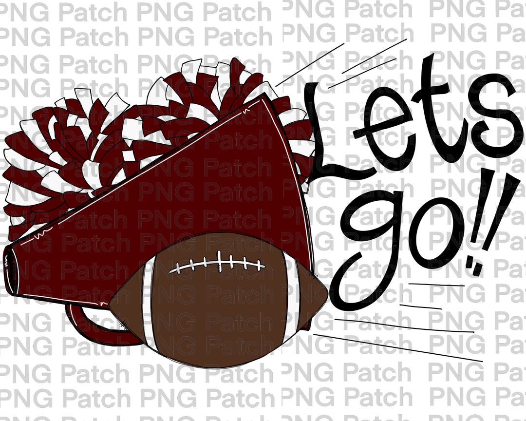 Let's Go! Maroon Cheerleader Megaphone and Pom Poms, Football PNG ...