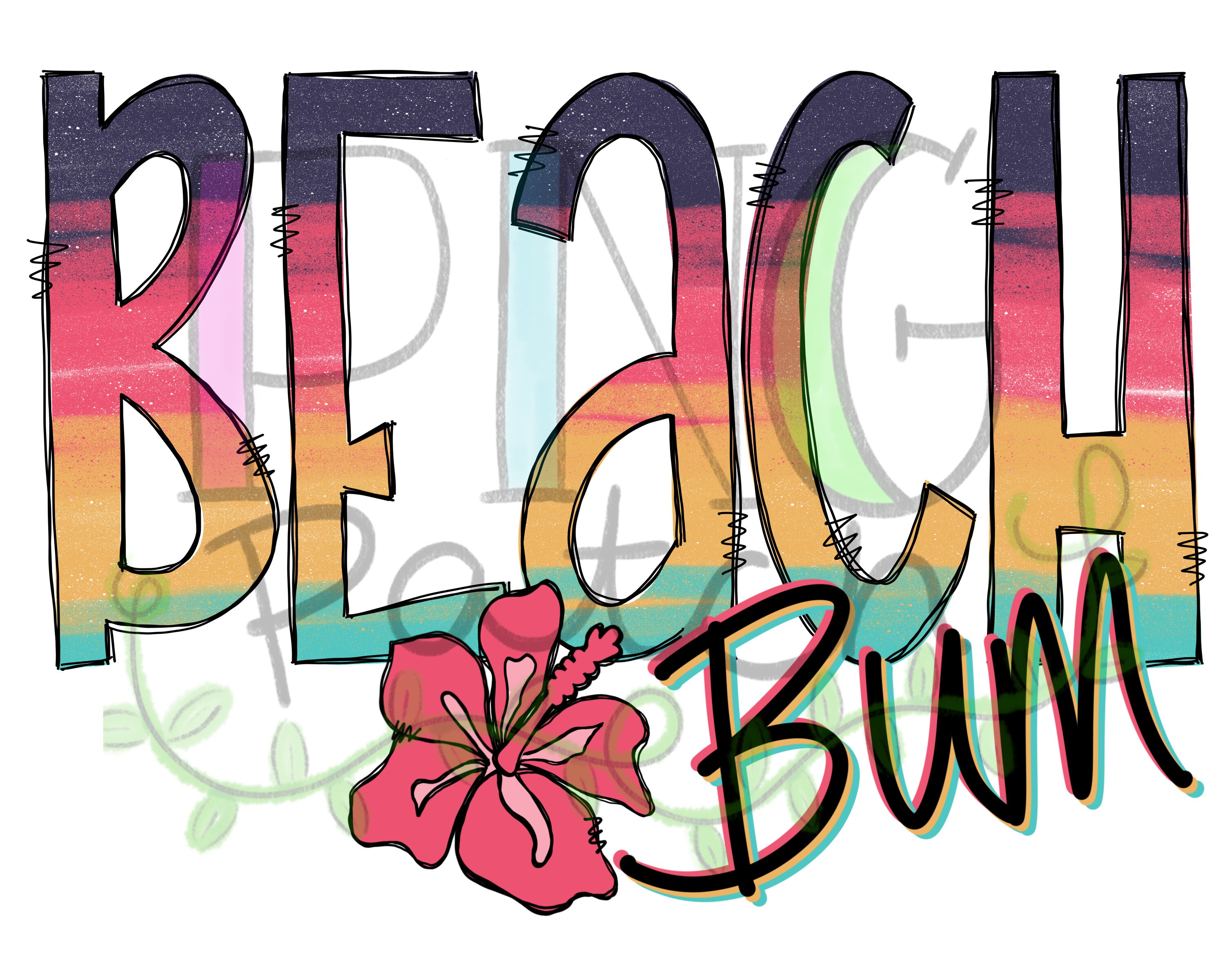 Beach Bum, Ocean and Gulf, PNG Digital Design, Beach Sublimation Design ...