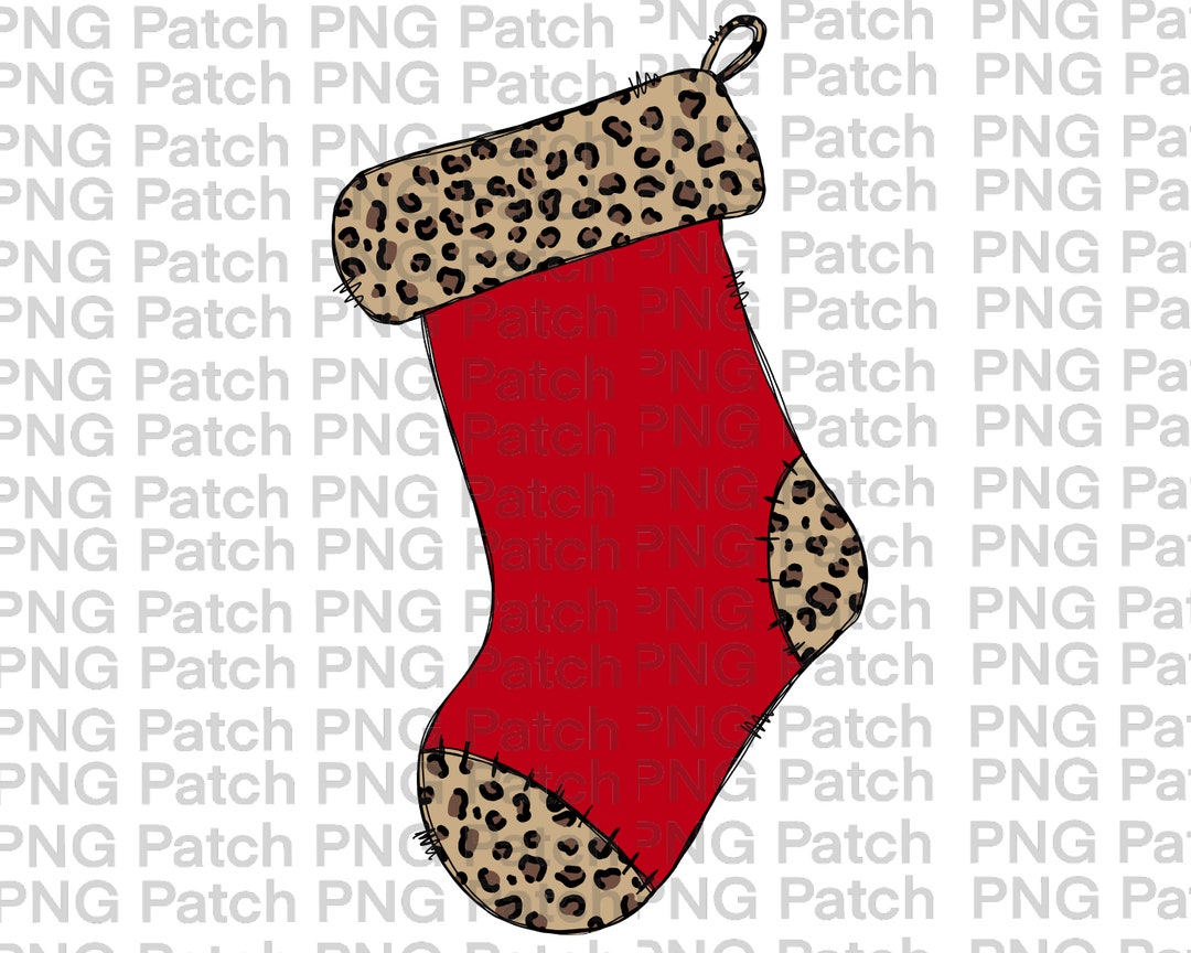 Leopard Print Stocking, Christmas PNG Digital Design, Holiday ...