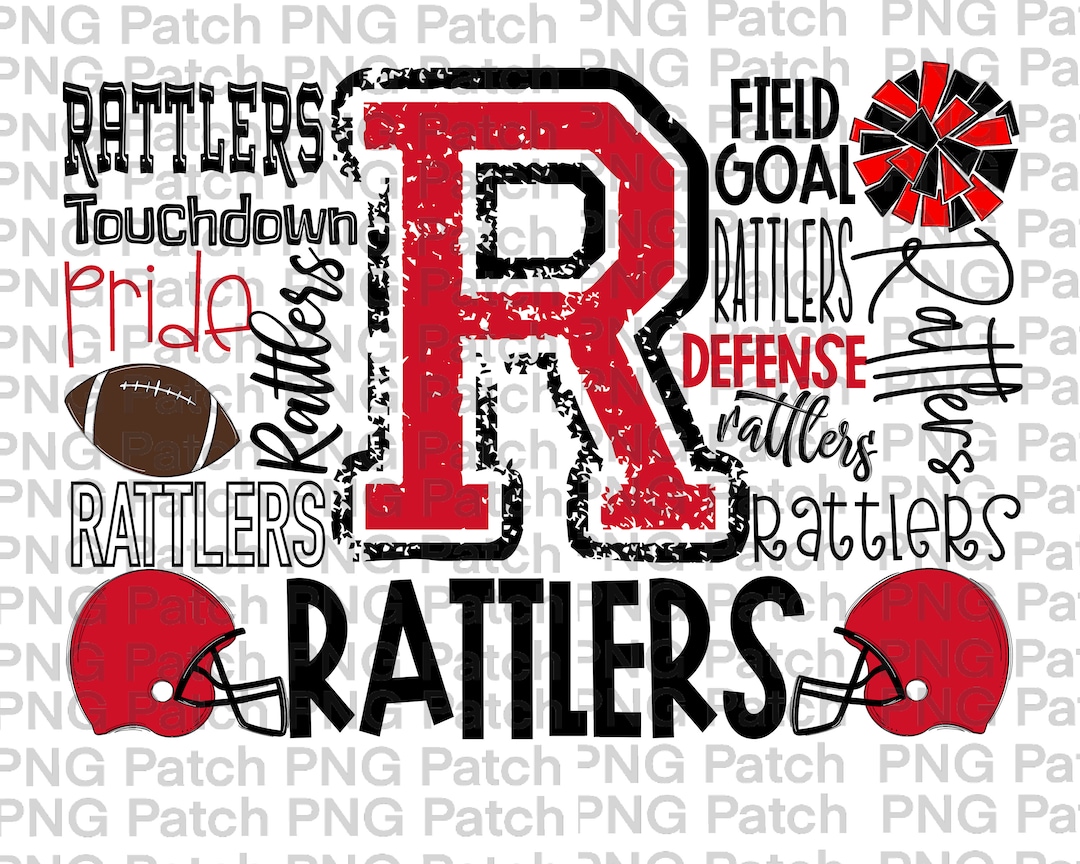 Rattlers Football Typography | Red | Mascot PNG File | Team Digital ...