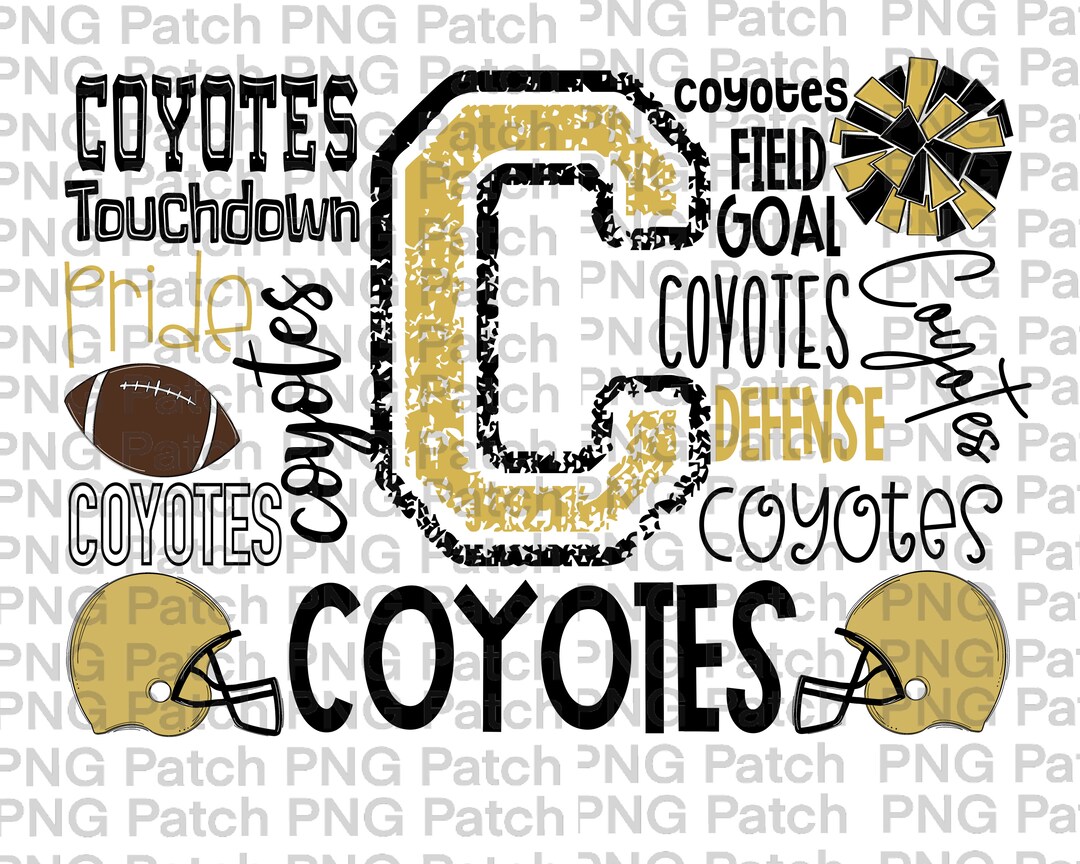 Coyotes Football Typography | Irish Gold and Black | Mascot PNG File ...