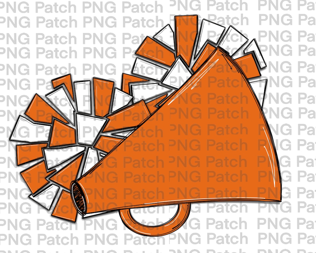 Orange White Cheerleader Megaphone and Pom Poms, Football PNG Digital ...