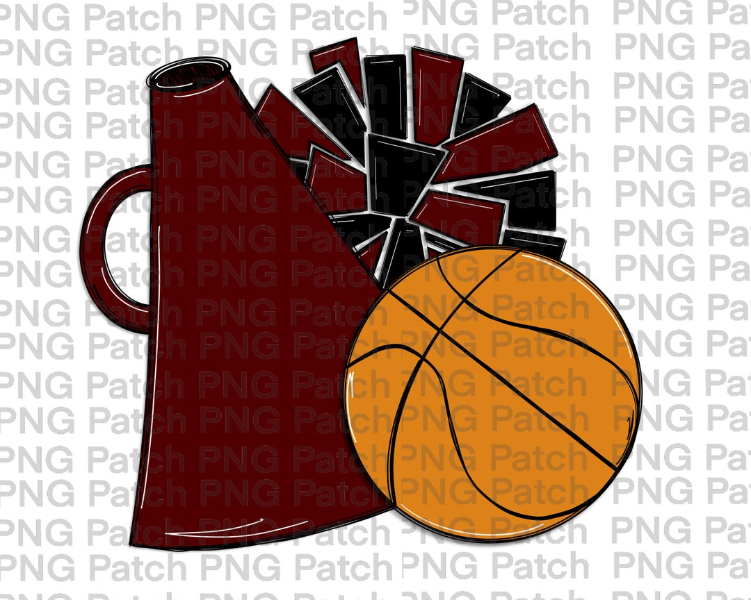 Maroon Black Basketball, Cheerleader Megaphone and Pom Poms, Basketball ...