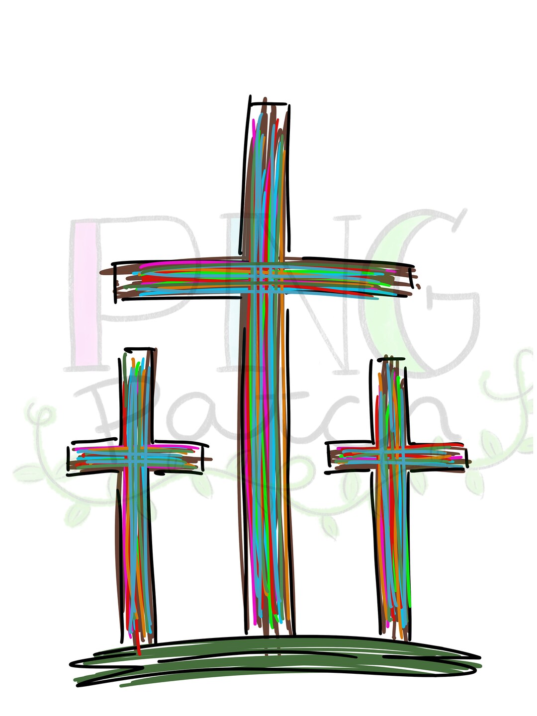 Crosses Scribble Easter PNG Digital Design, Sublimation Design Download ...