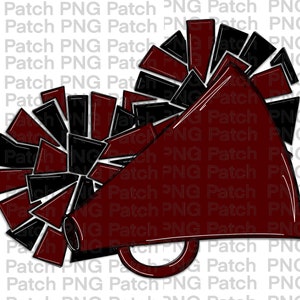 Maroon Black Cheerleader Megaphone and Pom Poms Football PNG - Etsy