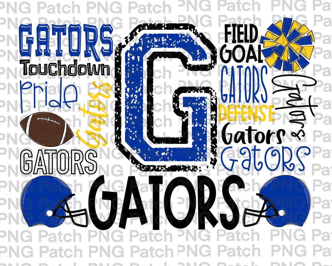 Gators Typography Football PNG | Royal Blue and Yellow Gold | Team ...