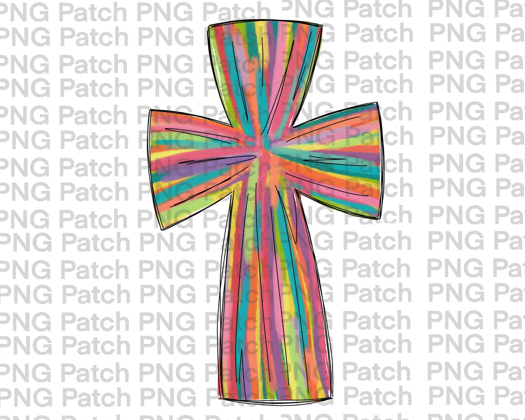 Bright Scribble Cross for Easter, PNG Digital Design, Easter PNG ...