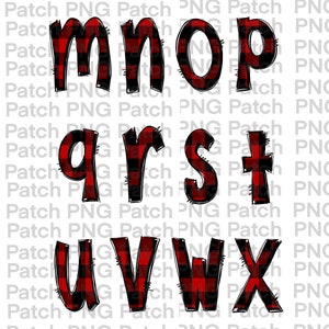 All Lower Case Red Buffalo Plaid Alpha Pack, Alphabet Pack PNG File ...