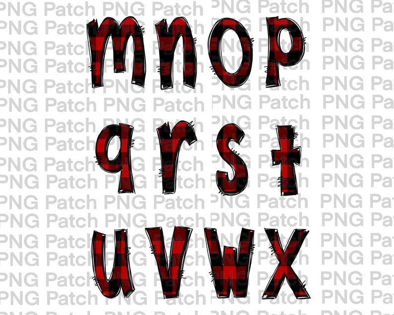All Lower Case Red Buffalo Plaid Alpha Pack Alphabet Pack PNG | Etsy