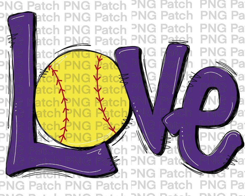 Softball Purple Love With Softball Softball PNG Digital | Etsy