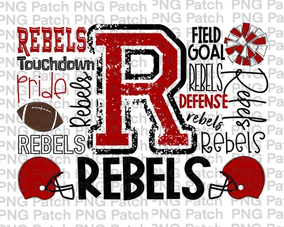 Rebels Football Typography Red Black Mascot PNG File Team - Etsy