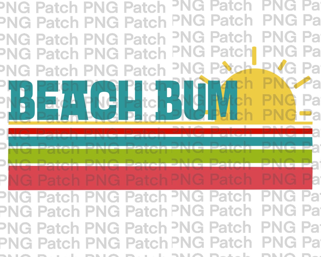 Beach Bum, Retro Stripes With Sun, Summer PNG Digital Design, Beach ...