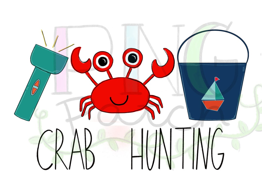 Crab Hunting Beach PNG Digital Design, Sublimation Design Download ...