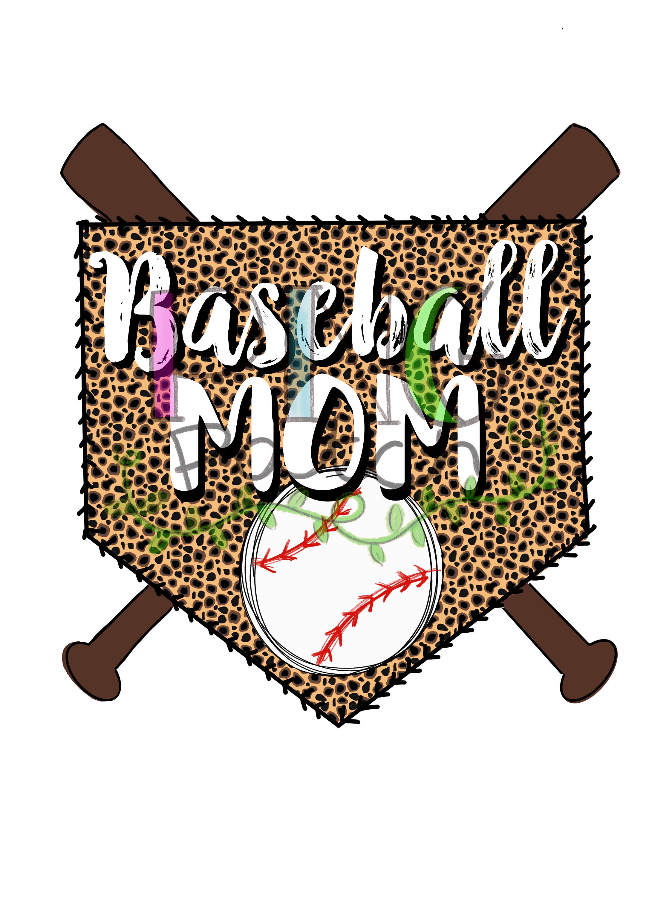 Baseball Mom, Cheetah Background, PNG Digital Design, Sublimation ...