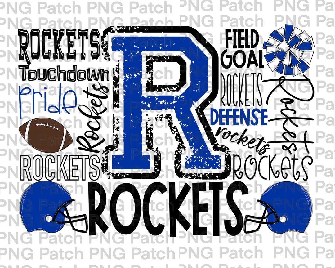 Rockets Football Typography, Royal Blue, Mascot PNG File, Team Digital ...