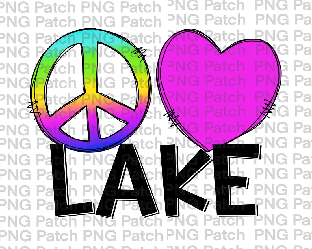 Peace Love Lake, Peace Sign and Heart, Summer PNG Digital Design, Lake ...