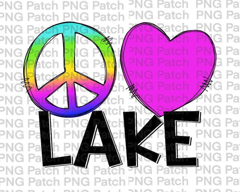 Peace Love Lake Peace Sign and Heart Summer PNG Digital - Etsy
