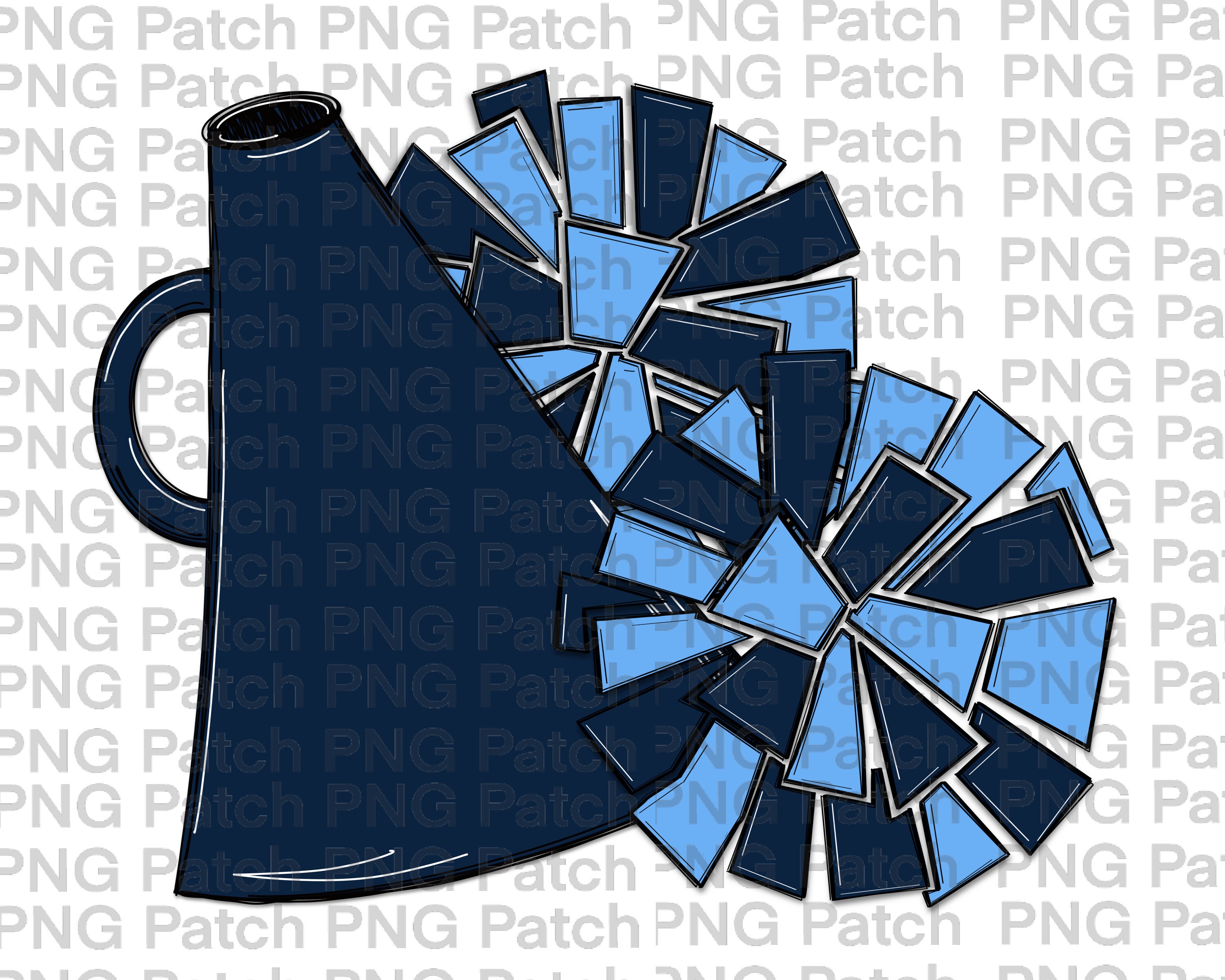 Navy Columbia Cheerleader Megaphone and Pom Poms, Football PNG Digital ...