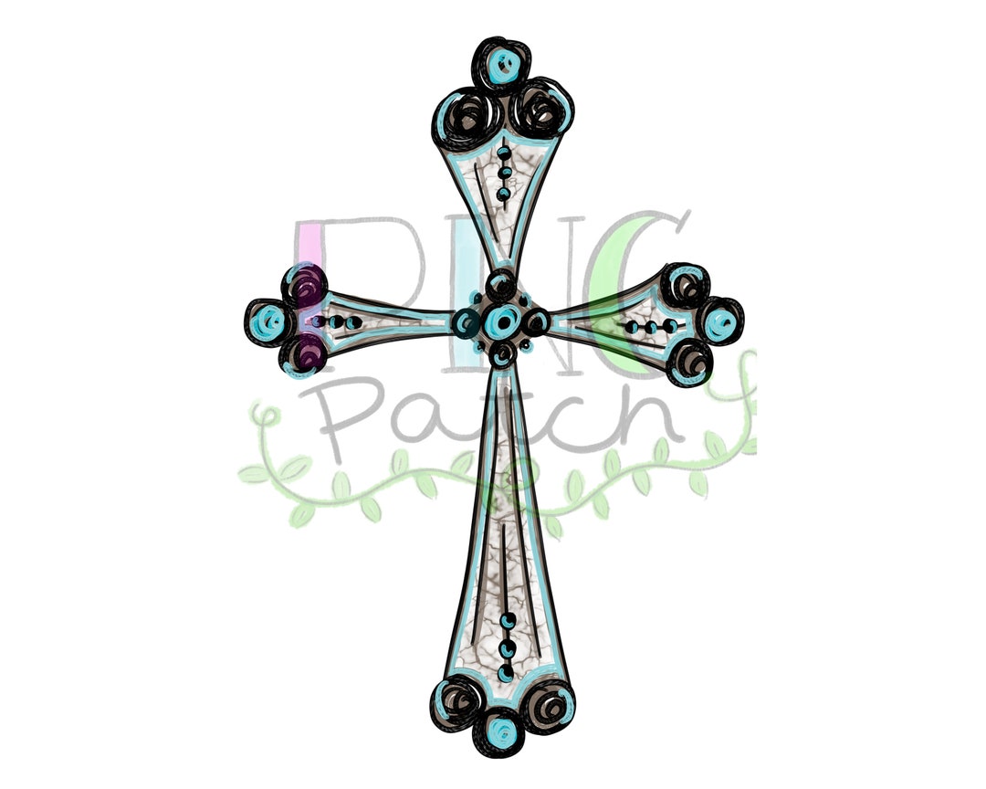 Marble Cross Scribble PNG Digital Design, Easter Cross Sublimation ...