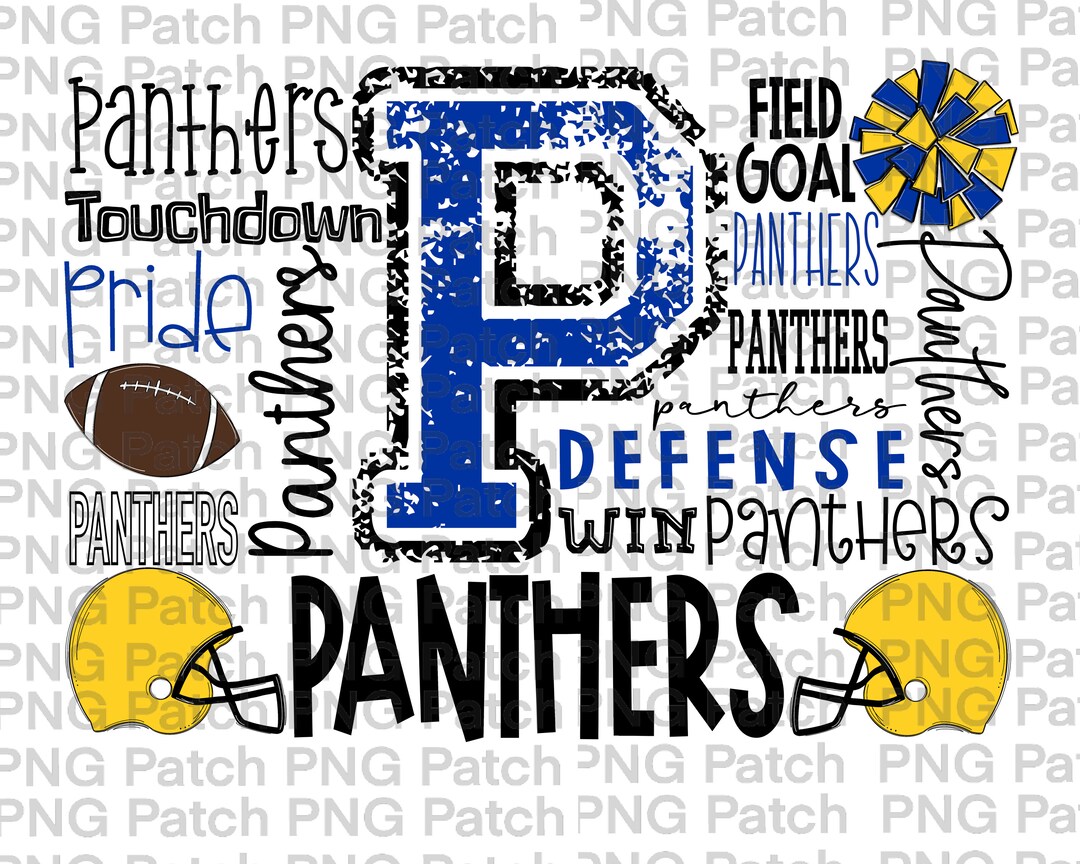 Panthers Football Typography, Royal Yellow, Mascot PNG File, Team ...