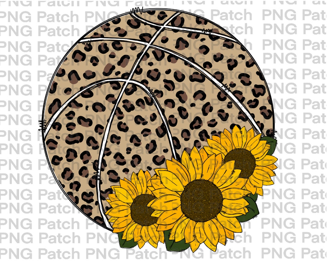 Leopard Print Basketball With Sunflowers , Basketball PNG File ...