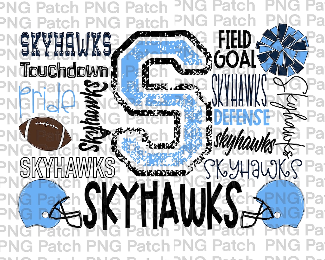 Skyhawks Football and Cheer Typography | Navy, Light Blue and Black ...