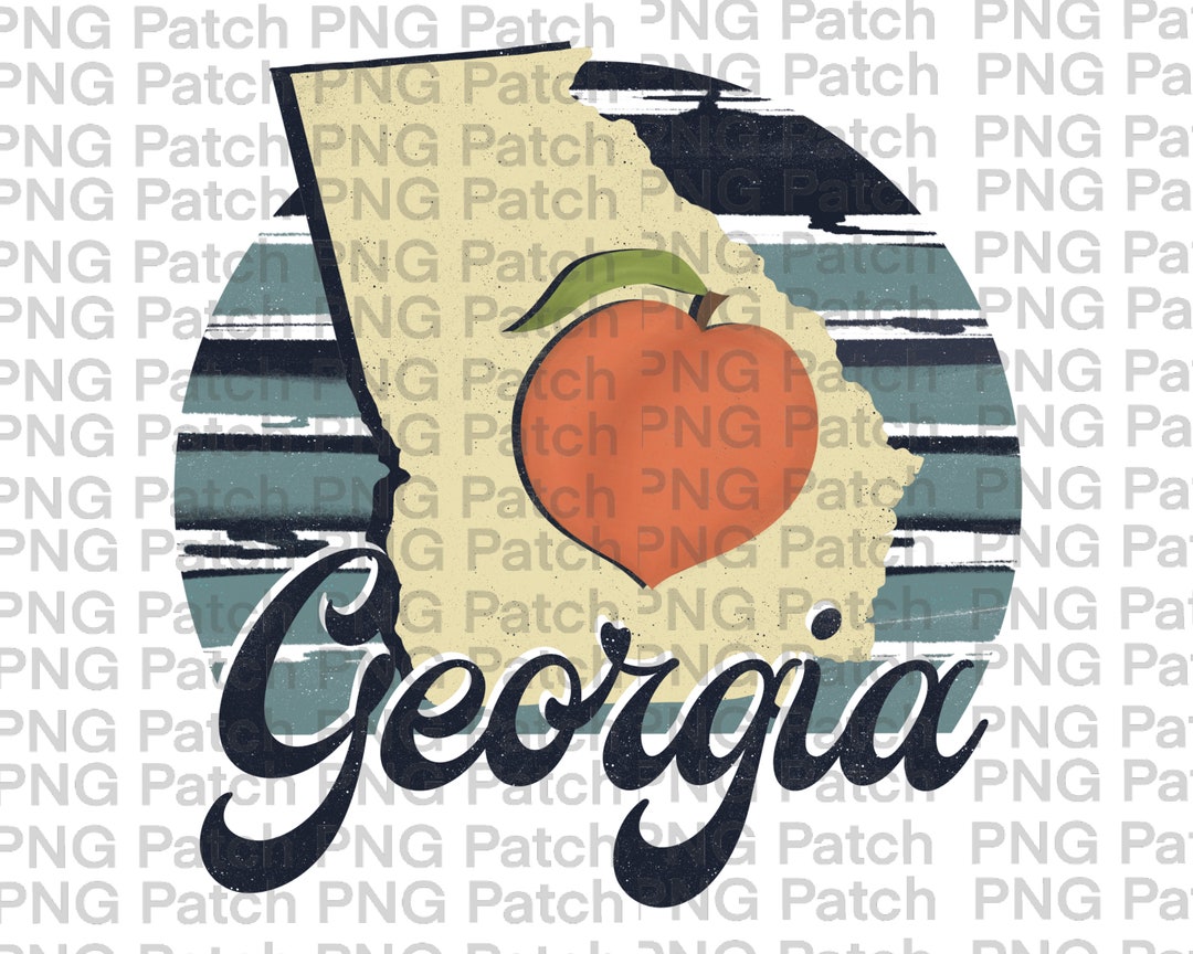 Retro Georgia With Peach and Script Letters, State Design, USA PNG ...