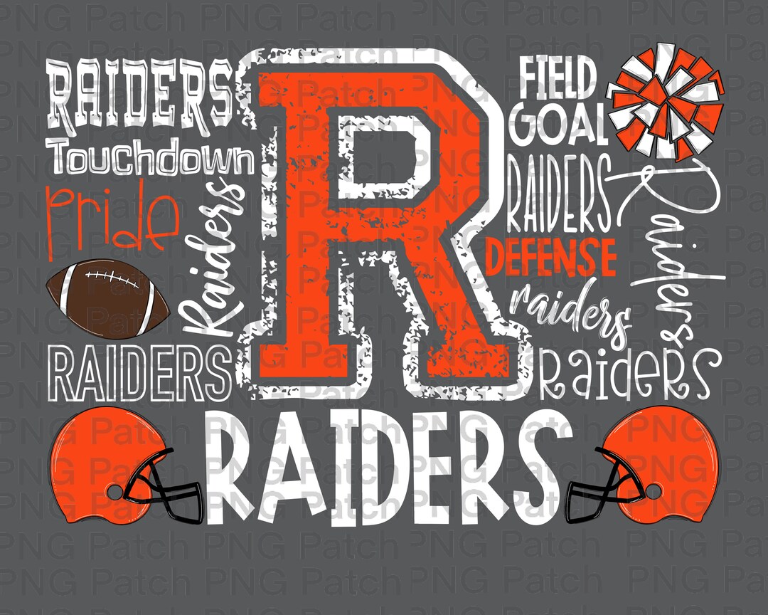 Raiders Football Typography, Orange Black, Mascot PNG File, Team ...