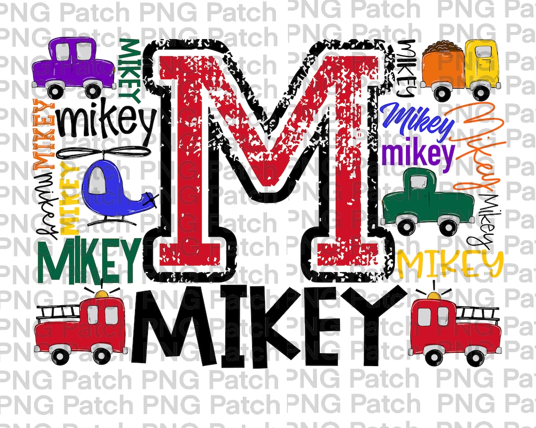 Mikey Boys Name Typography, Transportation Typography, Printable ...