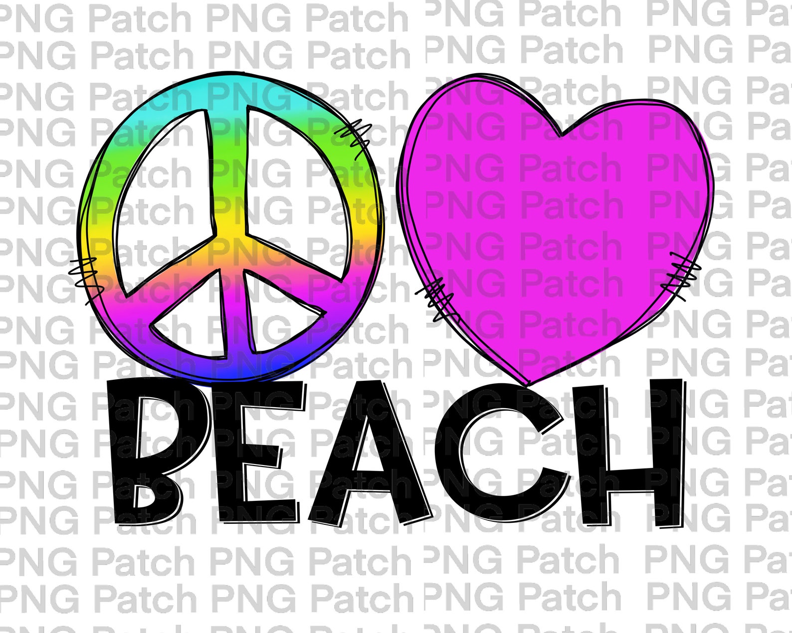 Peace Love Beach, Peace Sign and Heart, Summer PNG Digital Design ...