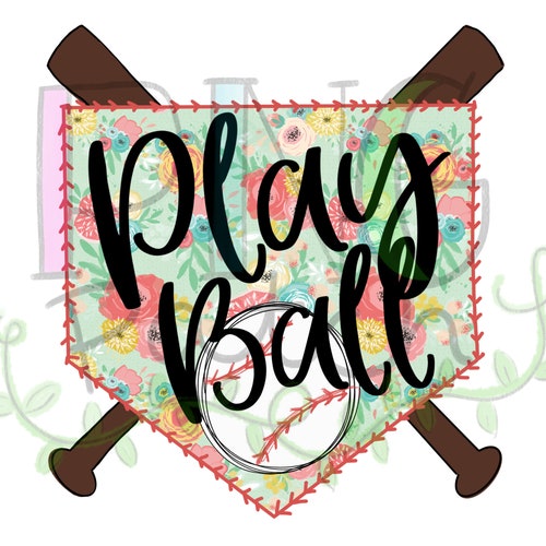 Baseball Base Play Ball Floral PNG Digital Design - Etsy