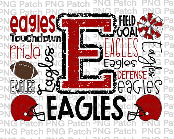 Eagles Football Typography Red Black Mascot PNG File Team - Etsy